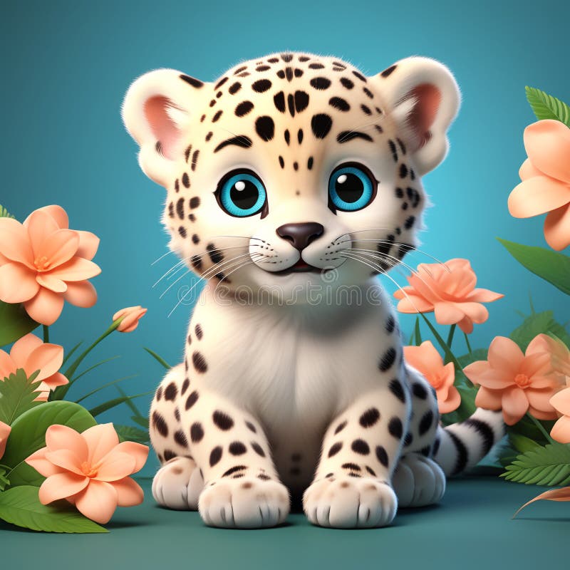 Leopard Cub Loveliness: 3D Rendering Delight Stock Illustration ...