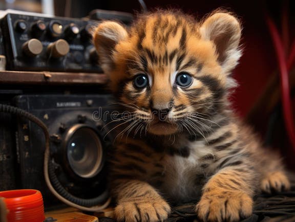 Leopard Cub in Mini Fire Station Equipment Stock Illustration ...