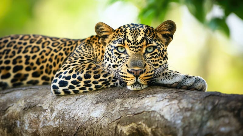 Leopard cub on tree trunk stock photo. Image of tree - 363404208