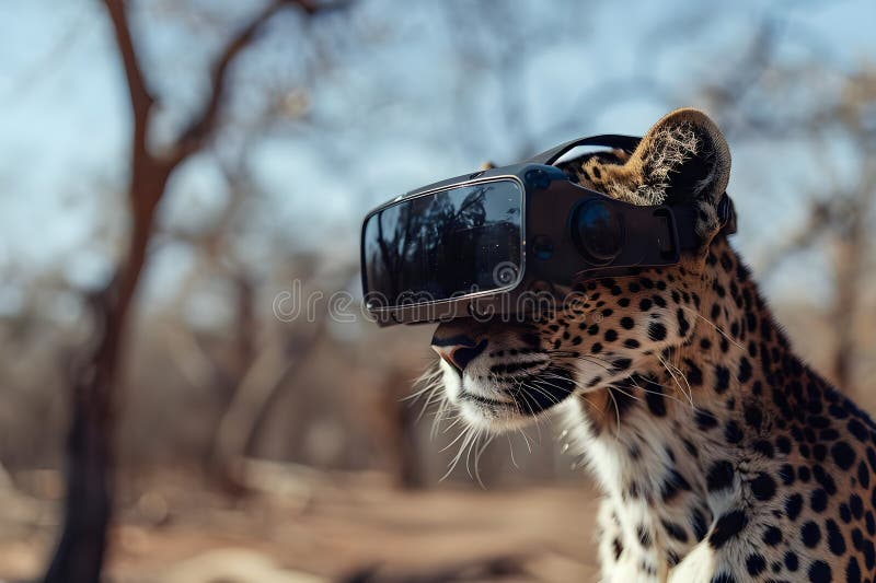 Leopard Experiences Virtual Reality, Exploring Simulated Environments with Innovative Technology ...
