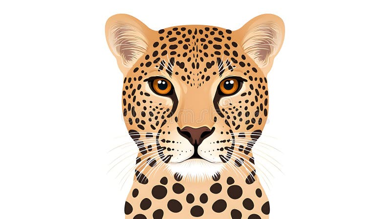 Leopard Face Illustration with Detailed Spots and Expressive Eyes Stock ...