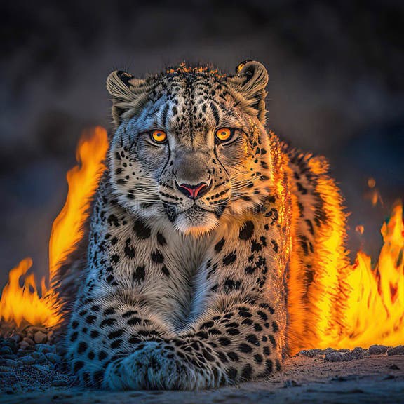 A leopard with flame stock illustration. Illustration of lion - 270889736