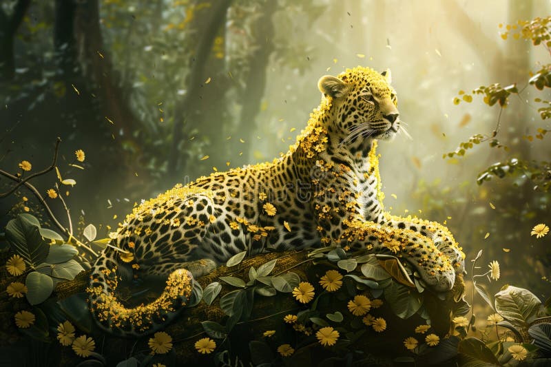 Leopard in the forest stock illustration. Illustration of wilderness ...
