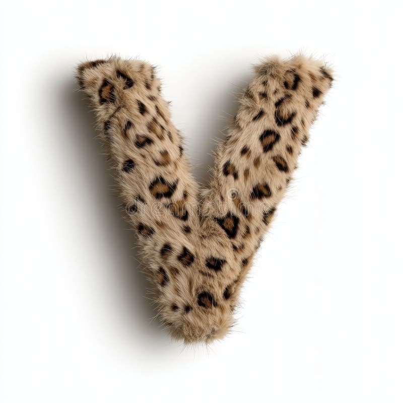 Leopard Fur Letter V on a Pristine White Background Highlighting ...