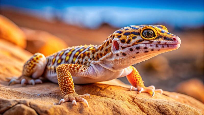 Leopard Gecko Basking Under a Desert Sun AI Generated Stock ...