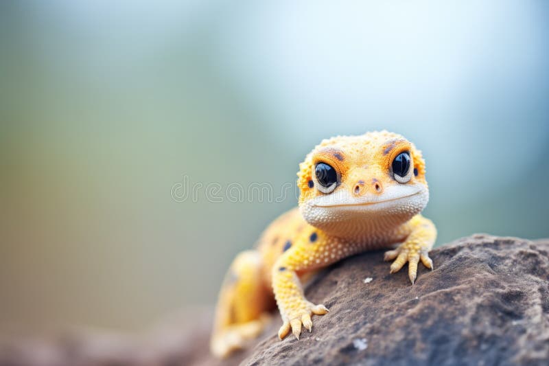 Leopard Gecko Basking on a Warm Rock Stock Photo - Image of sunbathing ...