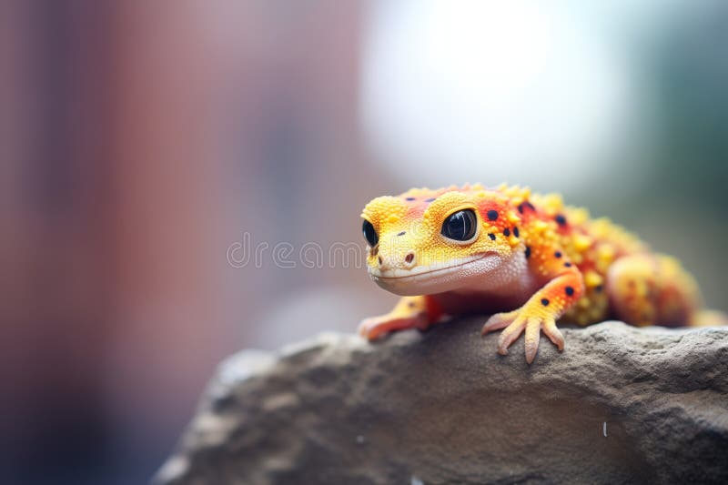 Leopard Gecko Basking on a Warm Stone Stock Image - Image of ...