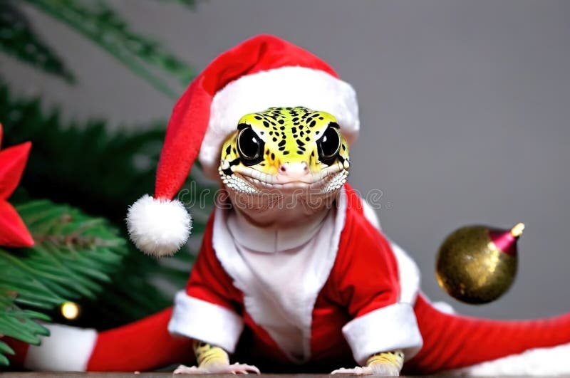 A Leopard Gecko in a Christmas Suite at 23-9-2024 Stock Illustration ...