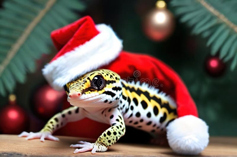 A Leopard Gecko in a Christmas Suite at 23-9-2024 Stock Illustration ...