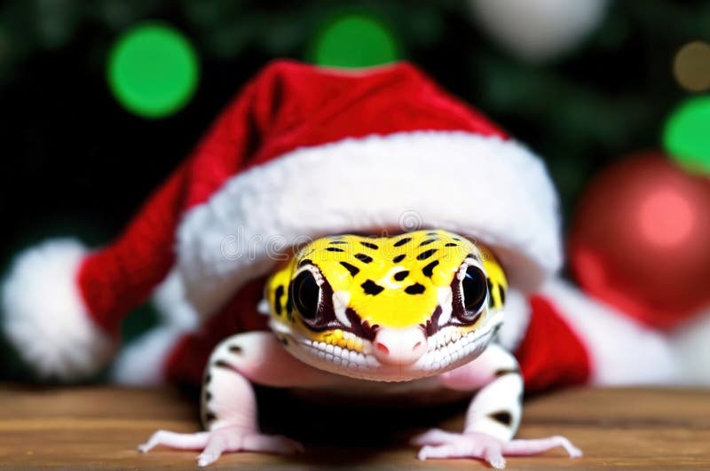 A Leopard Gecko in a Christmas Suite at 23-9-2024 Stock Illustration ...