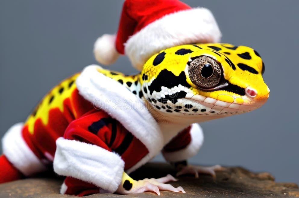 A Leopard Gecko in a Christmas Suite at 23-9-2024 Stock Illustration ...