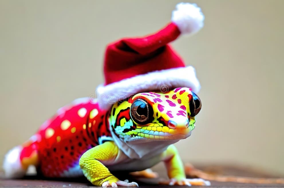 A Leopard Gecko in a Christmas Suite at 23-9-2024 Stock Illustration ...
