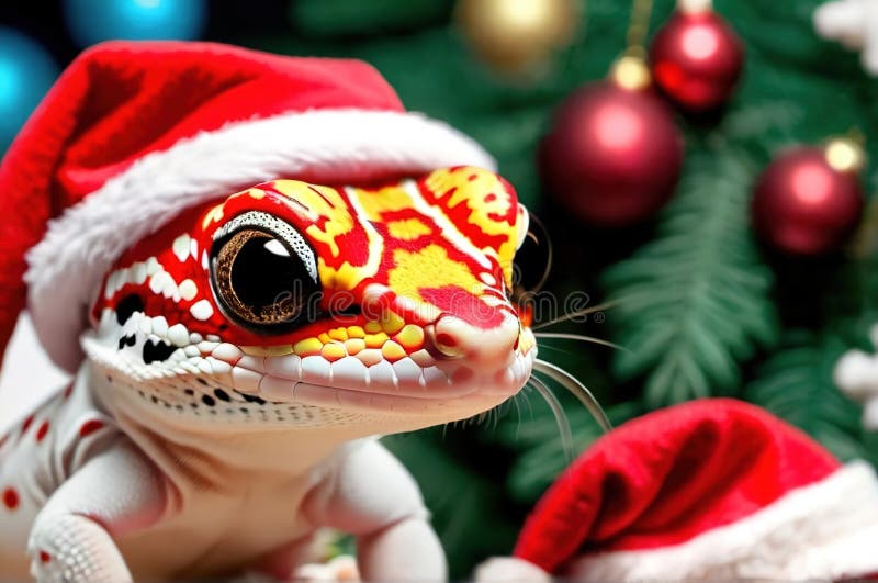 A Leopard Gecko in a Christmas Suite at 23-9-2024 Stock Illustration ...