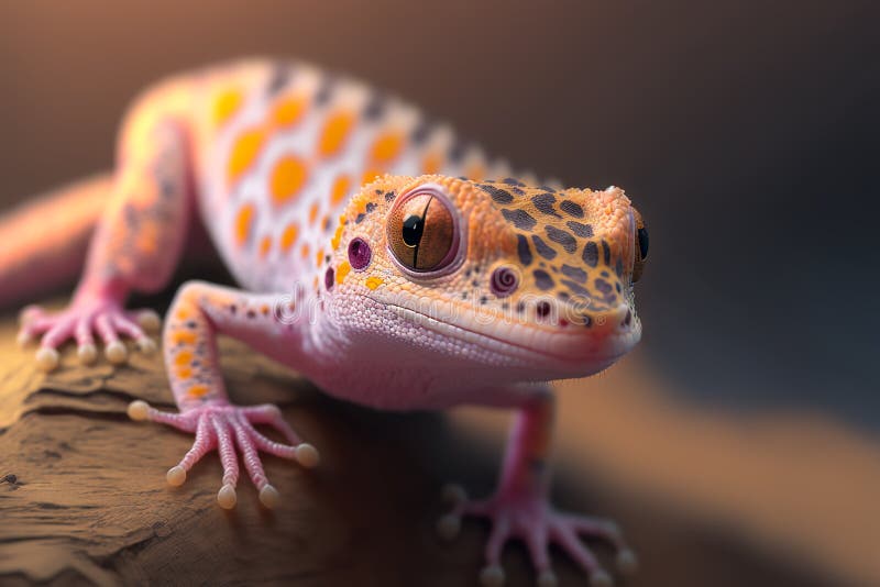 Leopard Gecko (Eublepharis Macularius). Closeup View. AI Image. Stock ...