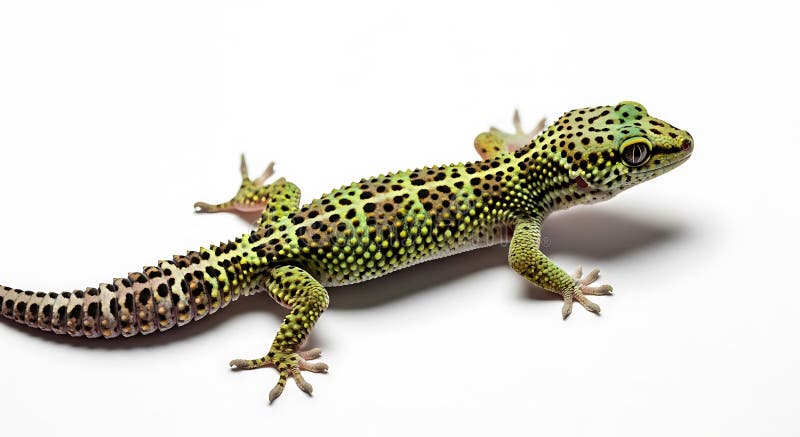 A Leopard Gecko (*Eublepharis Macularius*) is Seen Against a White ...