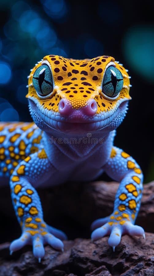 Leopard Gecko Showcasing Unique Eye Features in a Natural Habitat ...