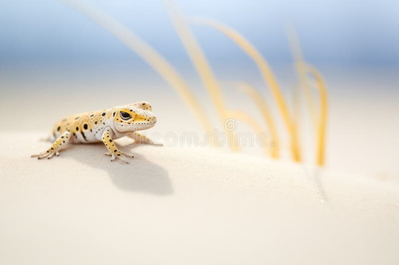 Leopard Gecko on a Smooth Sand Dune Stock Image - Image of creature ...