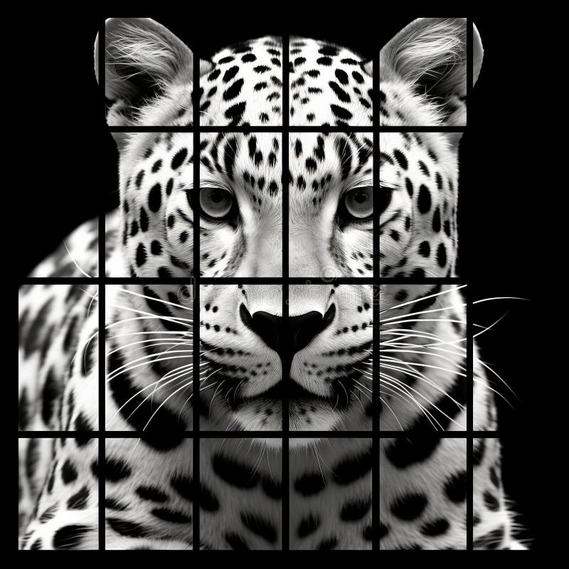 Leopard Grid: a Captivating Image of a Majestic Animal in Square ...