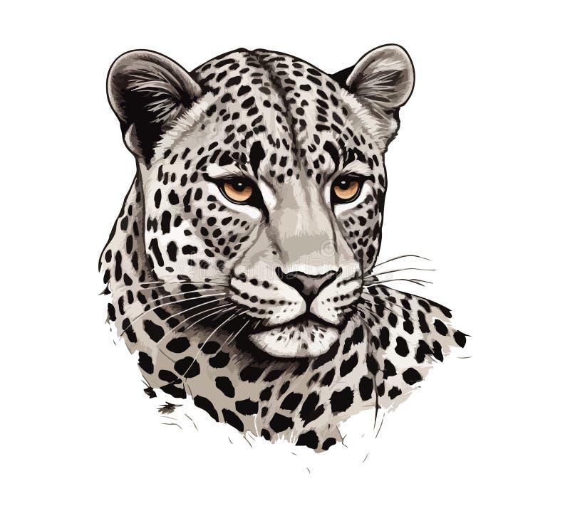 Leopard Hand Drawn Illustration Vector Graphic Big Cat Stock ...