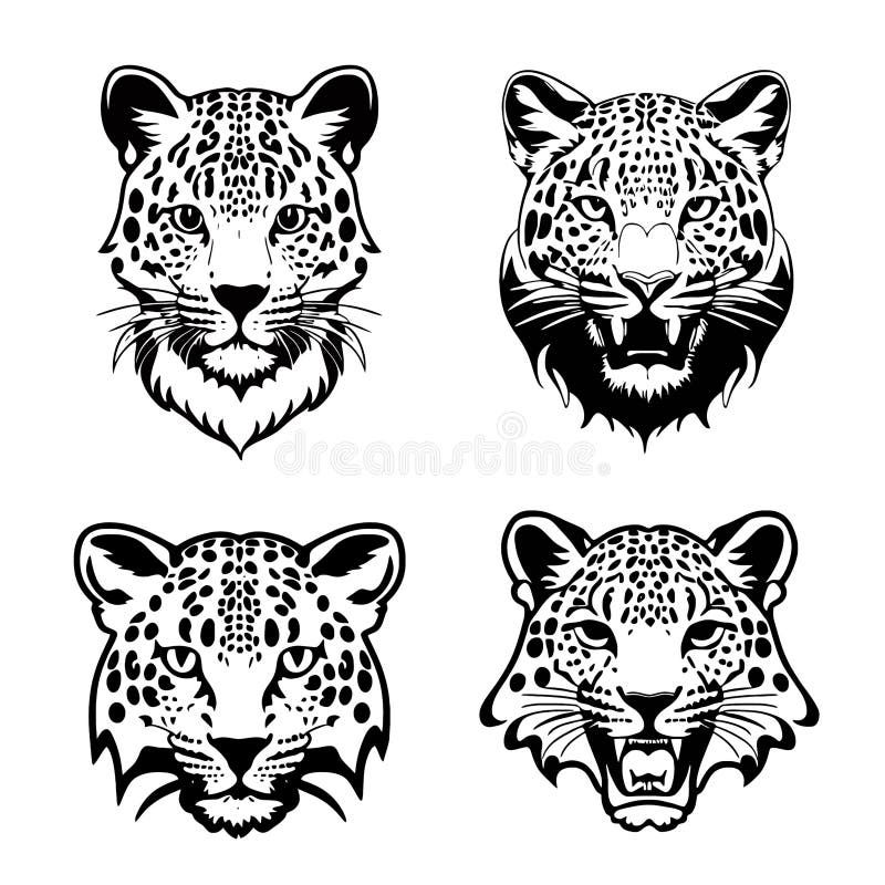 Leopard Head Logo Vector Stencil Set Stock Illustration - Illustration of wild, logo: 282219235