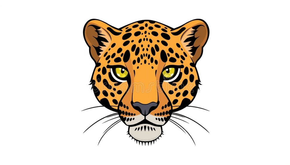 Leopard Head Vector Illustration with Intense Gaze and Distinctive Markings Stock Illustration ...