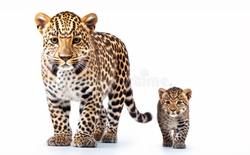 Leopard with her Baby stock illustration. Illustration of closeup ...
