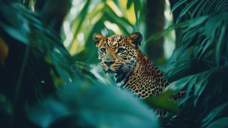 A Leopard is Hiding in the Jungle Surrounded by Trees, AI Stock Image ...