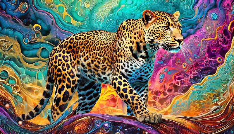 Leopard on Highly Graphic Background Stock Illustration - Illustration ...