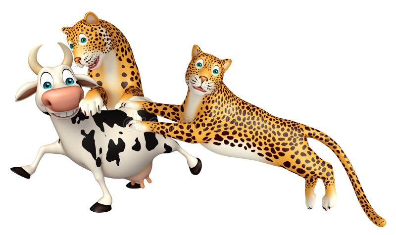 Leopard hunting Caw stock illustration. Illustration of wildlife - 70067489