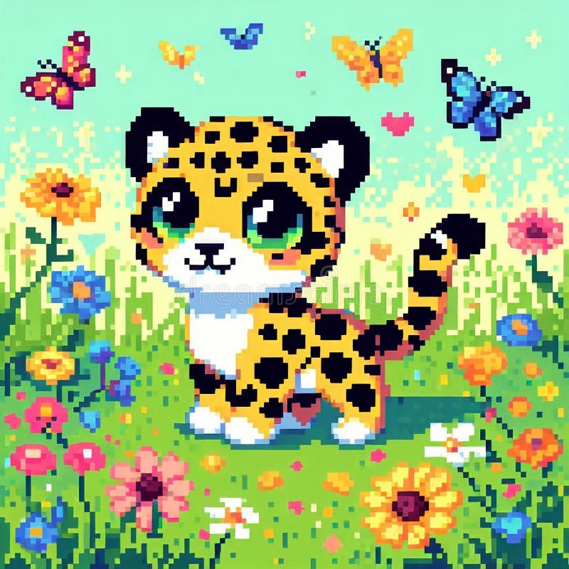 Leopard Illustrator Design in the Garden,pixel Art Stock Illustration ...