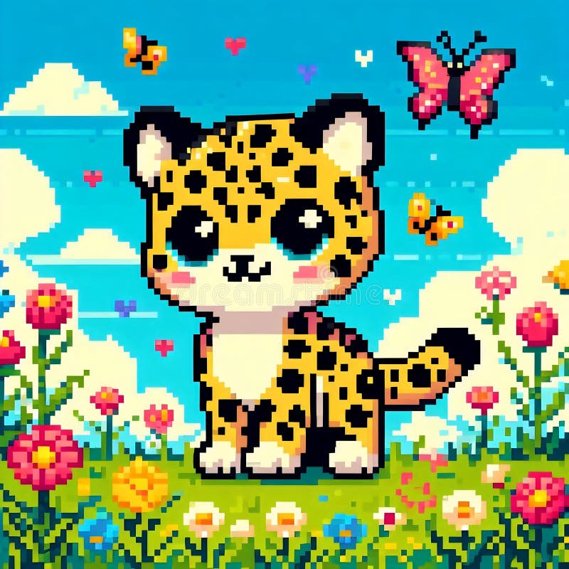 Leopard Illustrator Design, Pixel Art Stock Illustration - Illustration ...