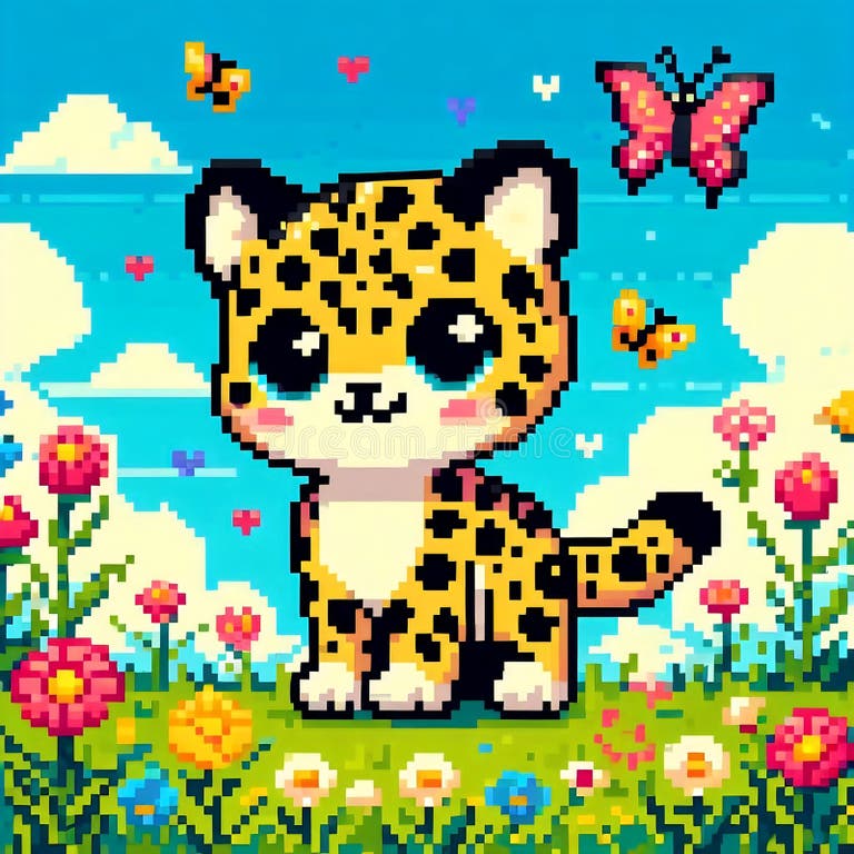 Leopard Illustrator Design, Pixel Art Stock Illustration - Illustration ...