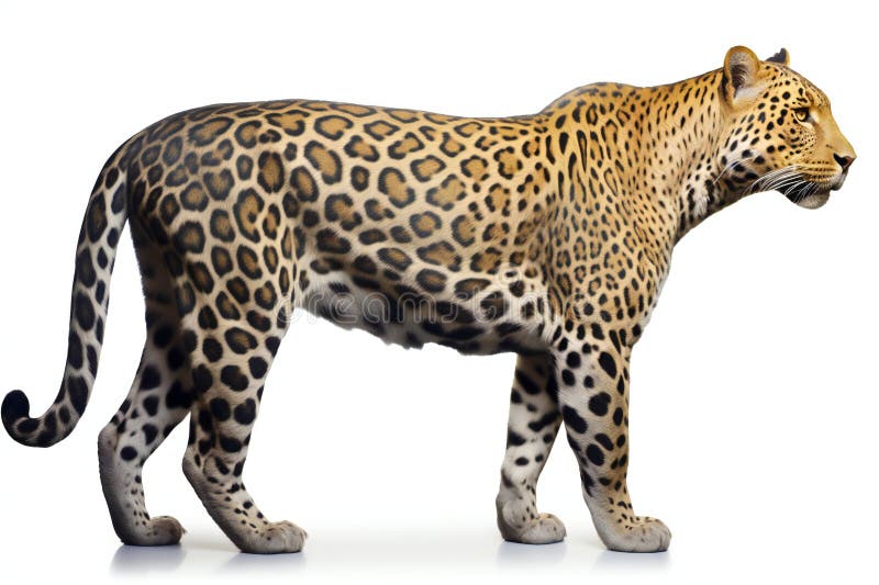 Leopard Isolated on White Background, Side View Stock Illustration ...