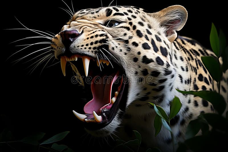 A Leopard with Its Mouth Open and Its Teeth Showing Stock Illustration ...