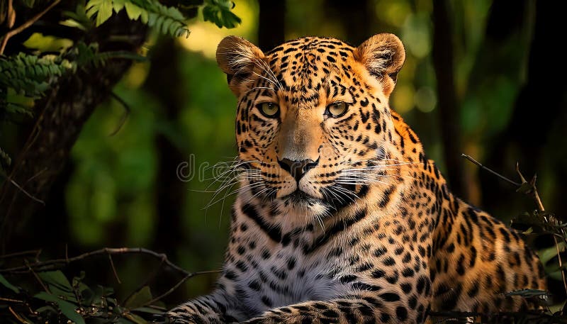 Leopard in Jungle Setting stock illustration. Illustration of predator ...