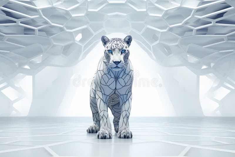 Leopard Lion in a Big Futuristic Space, Symbolizing Dynamic Innovation ...