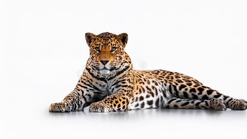 Leopard Lies Isolated on White Background. Stock Illustration ...