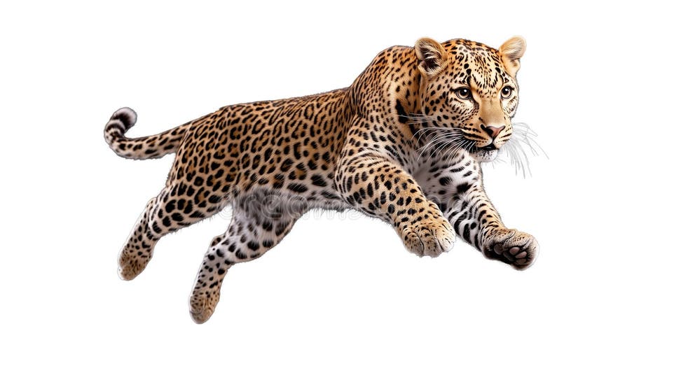 Leopard in Mid-Jump with Transparent Background for Creative Use Stock ...