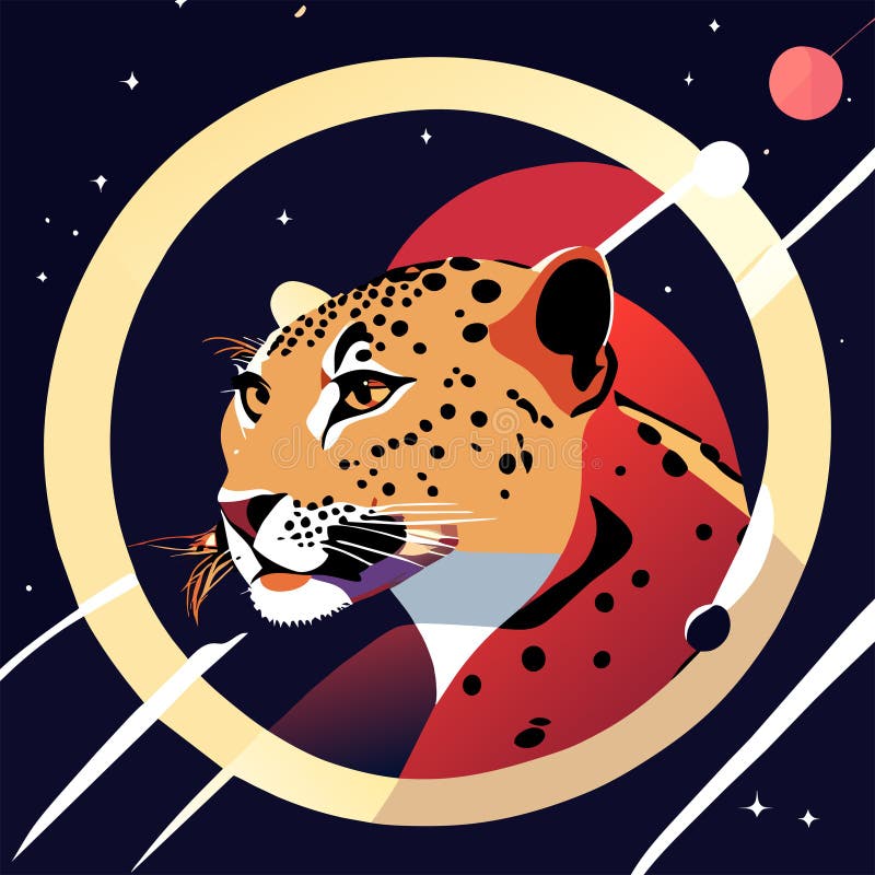 Leopard in the Moonlight. Vector Illustration in Flat Style Stock ...