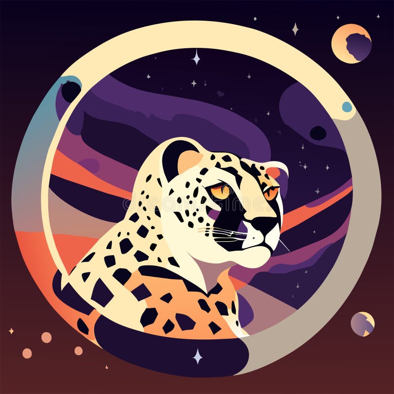 Leopard in the Moonlight. Vector Illustration in Flat Style Stock ...