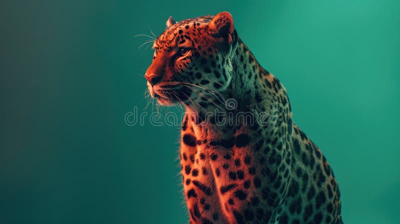 Leopard in Neon Light stock illustration. Illustration of nature ...