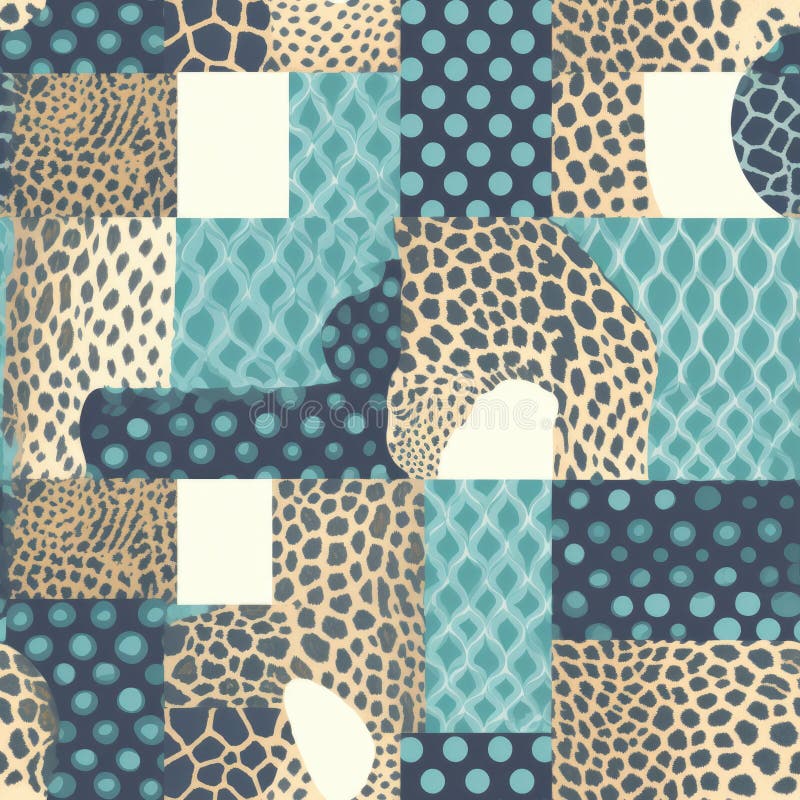 Leopard Patchwork Seamless Pattern. Abstract Wild Animal Cheetah Fur ...