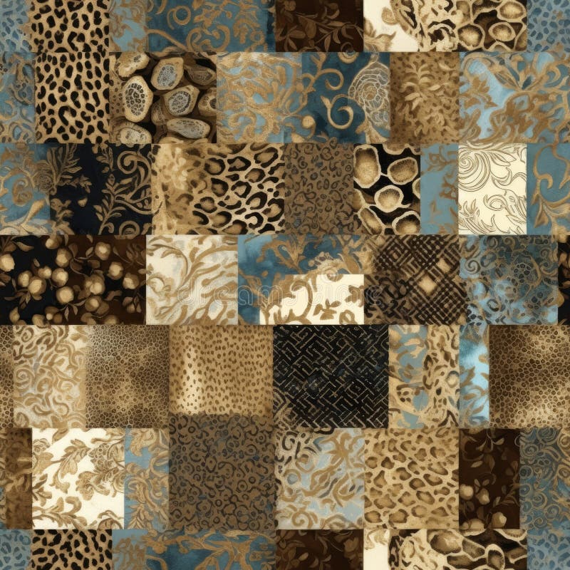 Leopard Patchwork Seamless Pattern. Abstract Wild Animal Cheetah Fur ...