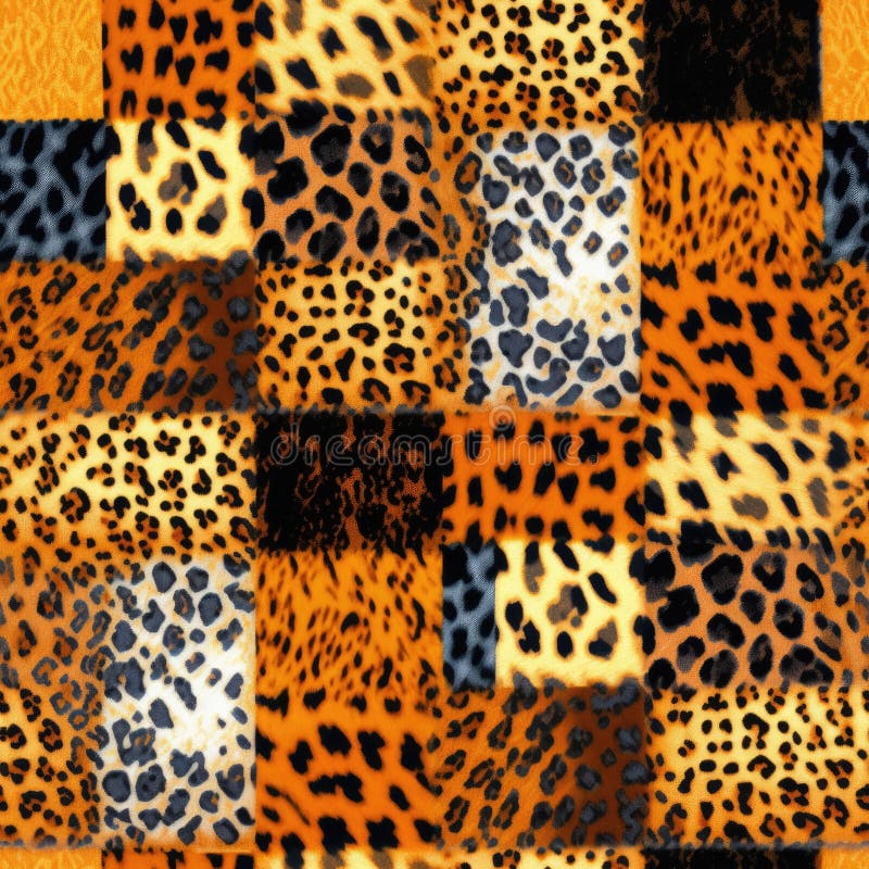 Leopard Patchwork Seamless Pattern. Abstract Wild Animal Cheetah Fur ...