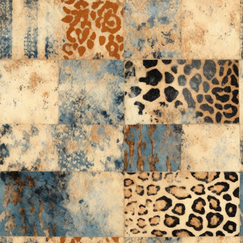 Leopard Patchwork Seamless Pattern. Abstract Wild Animal Cheetah Fur ...