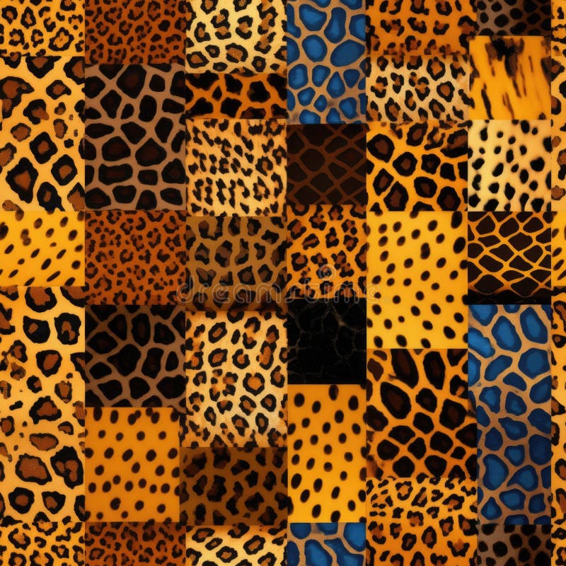 Leopard Patchwork Seamless Pattern. Abstract Wild Animal Cheetah Fur ...