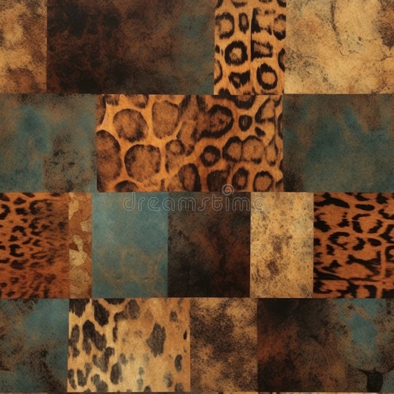 Leopard Patchwork Seamless Pattern. Abstract Wild Animal Cheetah Fur ...