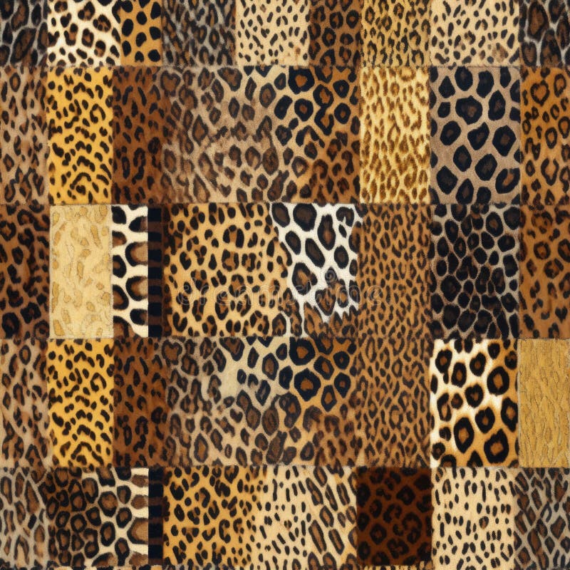 Leopard Patchwork Seamless Pattern. Abstract Wild Animal Cheetah Fur ...