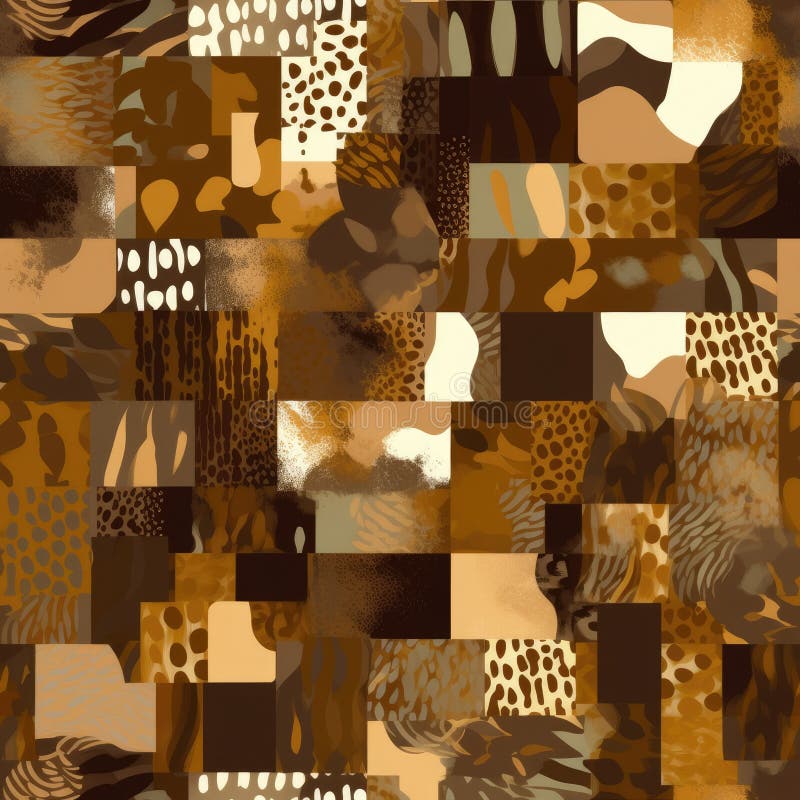 Leopard Patchwork Seamless Pattern. Abstract Wild Animal Cheetah Fur ...