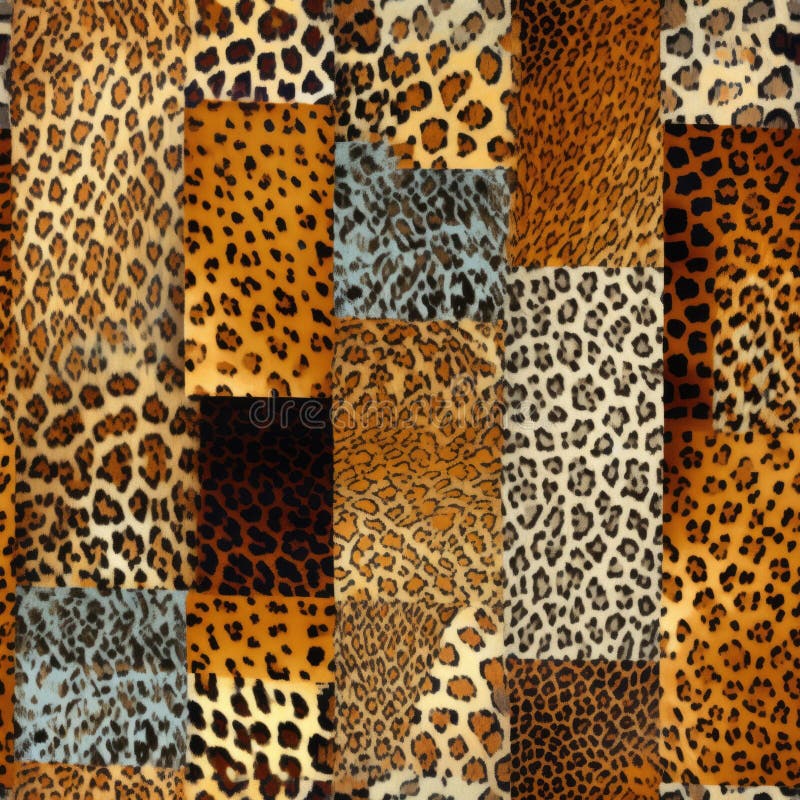 Leopard Patchwork Seamless Pattern. Abstract Wild Animal Cheetah Fur ...
